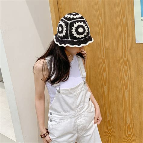 니트모자 조이 꽃 패턴 니트 캠핑 여성 봄 여름 가을 겨울 벙거지 모자 버킷햇