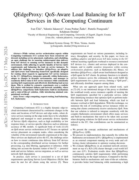 pdf qedgeproxy qos aware load balancing for iot services in the computing continuum