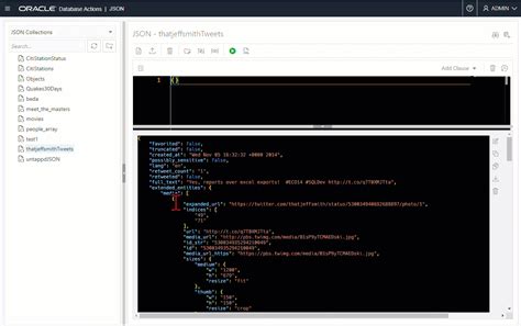 Browsing Json Docs With Soda Filters In Sql Developer Web