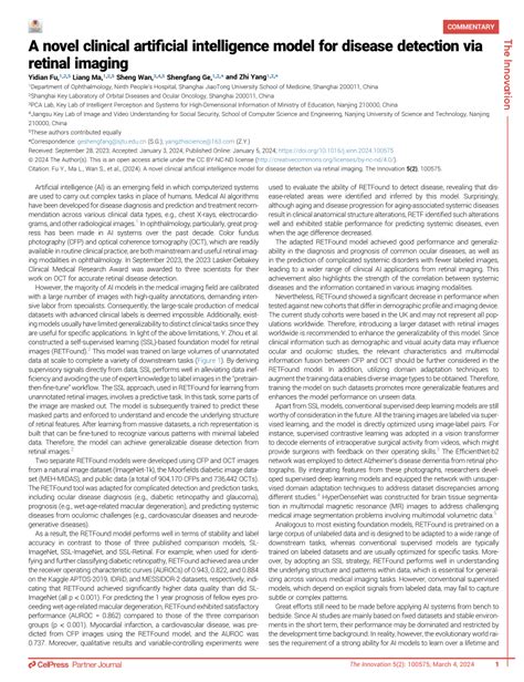 Pdf A Novel Clinical Artificial Intelligence Model For Disease Detection Via Retinal Imaging