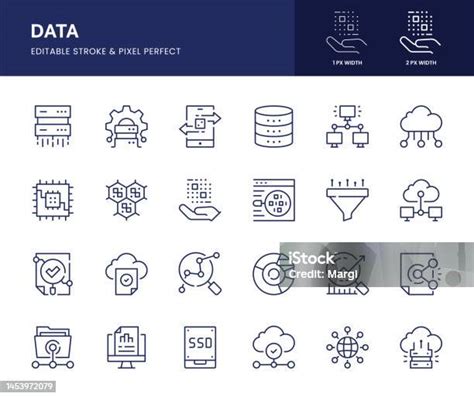 데이터 라인 아이콘 이 아이콘 세트는 서버 데이터 품질 데이터 구조 필터 네트워크 등으로 구성됩니다 아이콘에 대한 스톡 벡터