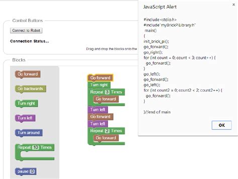 Visual Programming Environment With Blocks And The Generated C Code