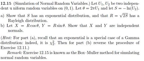 Solved Simulation Of Normal Random Variables Let Chegg