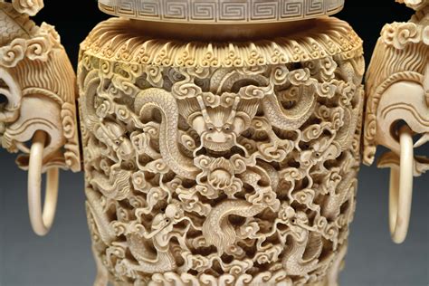 Lot Detail Hand Carved Elephant Ivory Sculpture