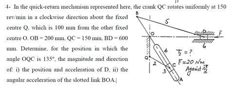Solved GIVE A FULL SOLUTION PLEASE4 In The Quick Return Chegg Com
