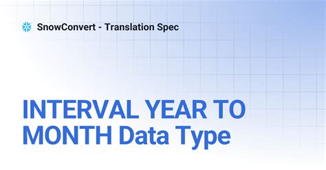 Interval Year To Month Data Type Snowconvert Translation Spec