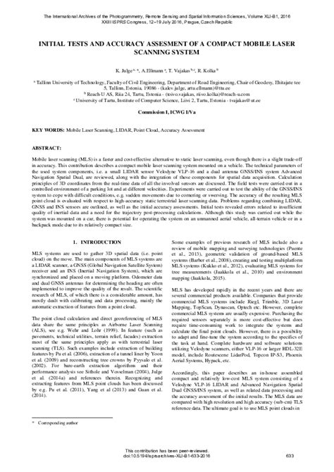 Pdf Initial Tests And Accuracy Assesment Of A Compact Mobile Laser