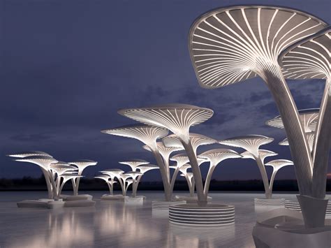 3d Mask Architects Arborescent Sculpture Art Installation Tree Inspired Column Canopy Sculpture