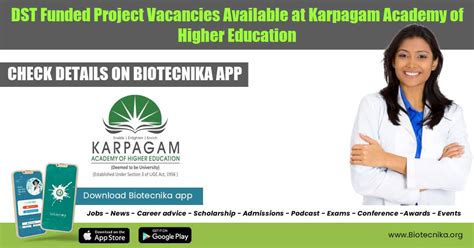 Karpagam Academy Of Higher Education Job For Botany And Biotechnology