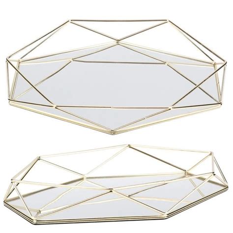 Plateau Miroir Or Salle De Bain Sexangle Mxzzand Cosmétique Bijoux Organisateur Cdiscount