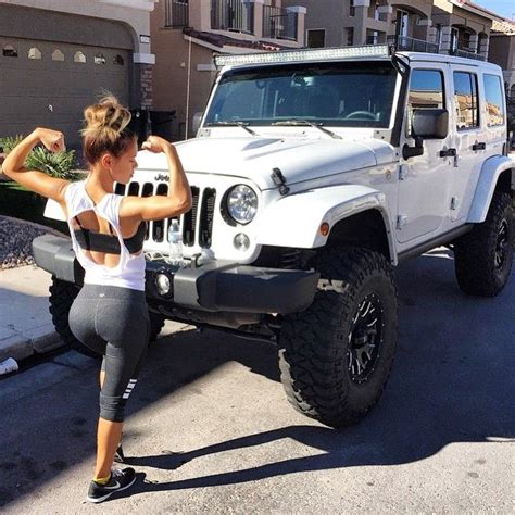 White Jeep Blonde Fit Girl Jeep Wrangler Girl Jeep Wrangler Rubicon