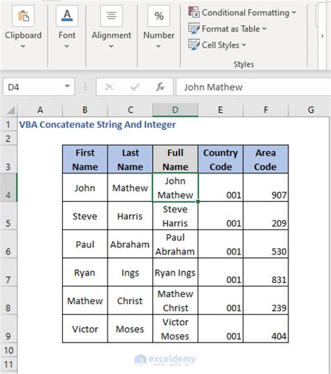 How To Concatenate String And Integer Using Vba Exceldemy