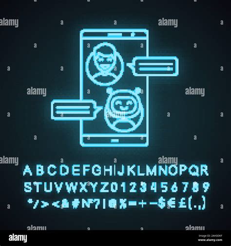 Support Chatbot Neon Light Icon Messenger Bot Modern Robot Virtual Assistant Man Chatting