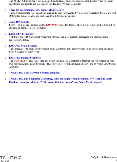 Trilithic Easyplus 1 Emergency Alert System User Manual