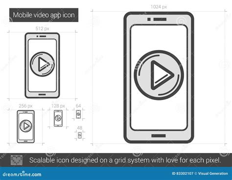 Mobile Video App Line Icon Stock Vector Illustration Of Isolated Draw 83302107
