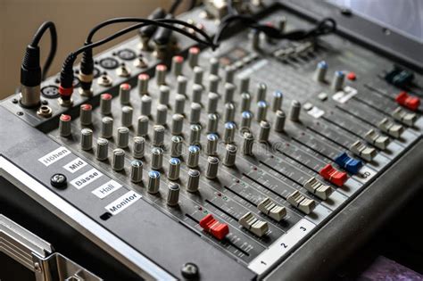 Professional Sound And Audio Mixer Control Panel With Buttons And