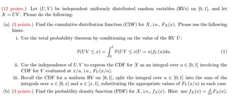 12 Points Let Uv Be Independent Uniformly