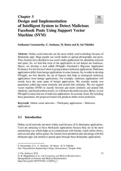 Pdf Design And Implementation Of Intelligent System To Detect Malicious Facebook Posts Using