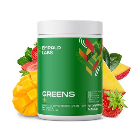 Emrald Labs Greens+ Strawberry & Mango 30 Serves - Greenz