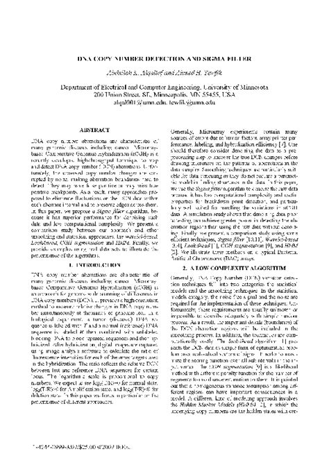 Pdf Dna Copy Number Detection And Sigma Filter