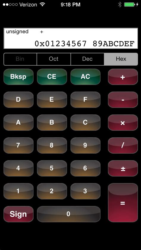 hexcalc hexadecimal calculator ios