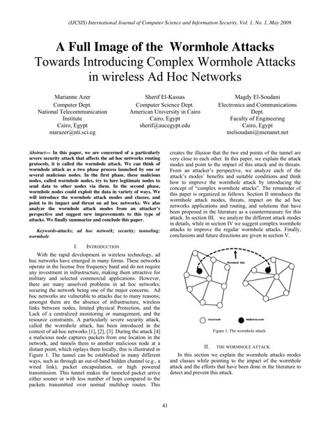 Pdf A Full Image Of The Wormhole Attacks Towards Introducing Complex Wormhole Attacks In