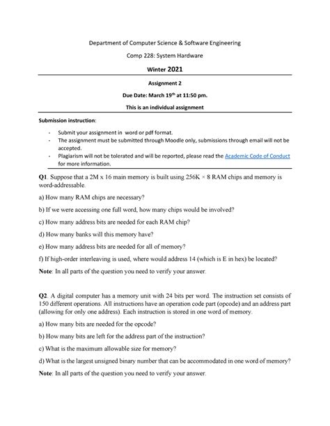 comp 228 assignment 2 department of computer science and software