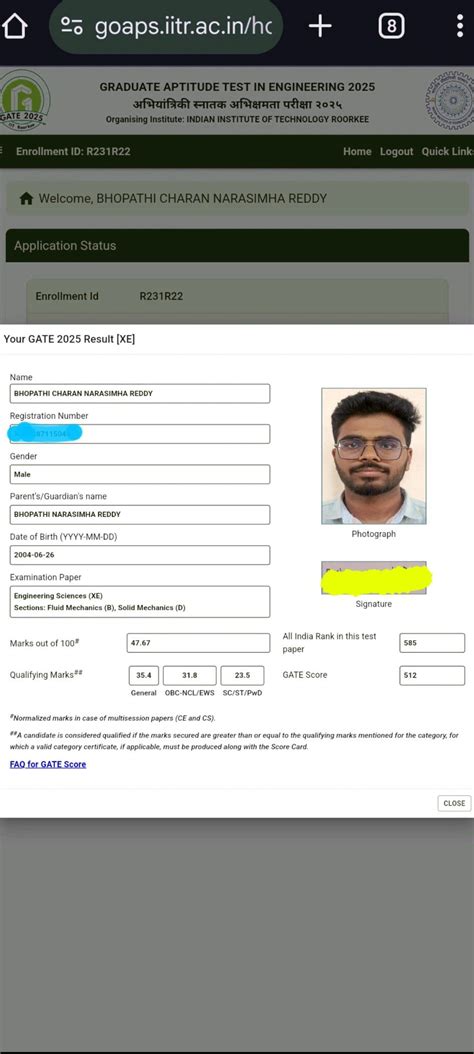 gate2025 engineeringsciences achievement careermilestone charan narasimha reddy bhopathi