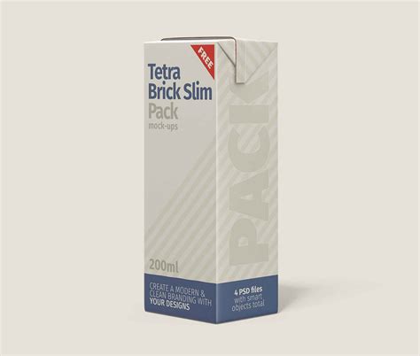 Free Tetra Brick Slim Mockups Psd