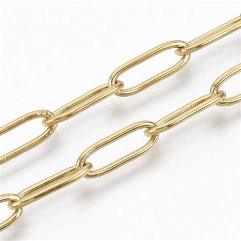 Pvd Vacuum Plating 304 Stainless Steel Paperclip Chains Drawn Elongated