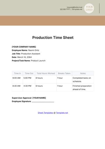 Free Daily Production Sheet Template To Edit Online