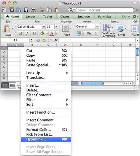 ms excel 2011 for mac create a hyperlink to another cell