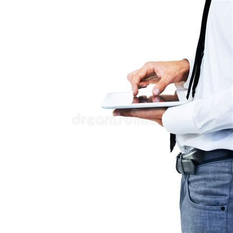 Artificial Intelligence A Side View Of A Man Touching His Touch Screen