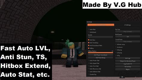 V G Hub Ultra UnFair OP Script Fast Auto LVL Anti Stun TS Hitbox Extend Auto Stat Etc