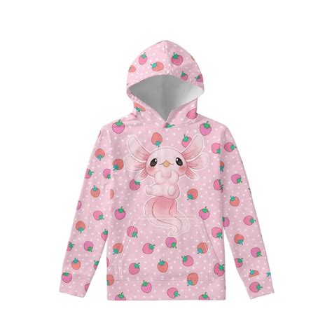 Netilgen Strawberry Axolotls Hoodies For Teen Girls Trendy Aesthetic