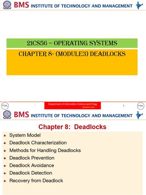 21cs56 operating systems chapter 8 module3 deadlocks department