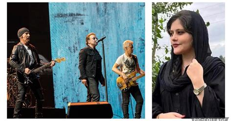 گروه موسیقی ایرلندی یو تو به یاد مهسا امینی تصویر او را با شعر بنی