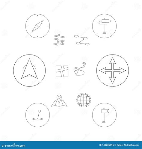 Thin Line Icons Set Gps Geo Location Navigation And Transportation Map Pointer Pin Icons