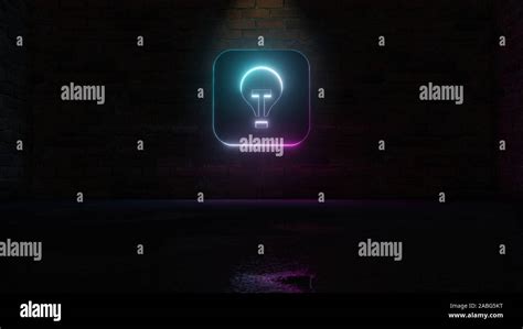 3d Rendering Of Blue Violet Neon Icon Of Tips App In Ios Style On Dark