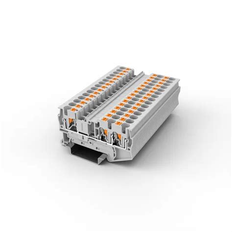 Pt 4 Twin Feed Through Push In Connection Din Rail Wiring Clamp