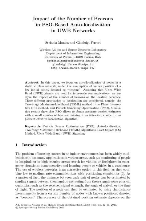 Pdf Impact Of The Number Of Beacons In Pso Based Auto Localization In Uwb Networks