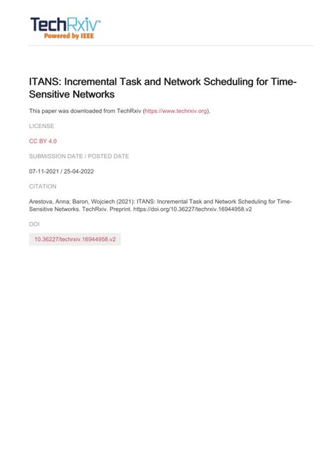 Pdf Itans Incremental Task And Network Scheduling For Time Sensitive