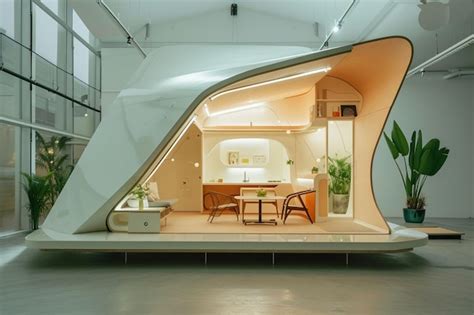 Premium Ai Image A Futuristic Modular Home With Transformable Furniture