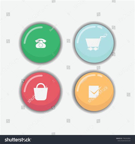 Shiny Cute Web Buttons Flat Design Stock Vector Royalty Free 1796262856 Shutterstock