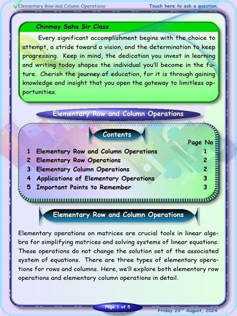 1 Elementary Row And Column Operations Pdf