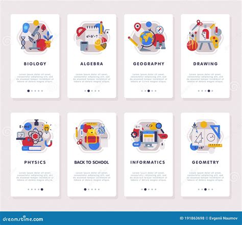 Set Of Ui Ux Gui Screens Education App Flat Design Template For Mobile Apps Responsive