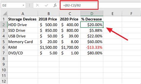 How To Calculate Percent Change In Excel Formula