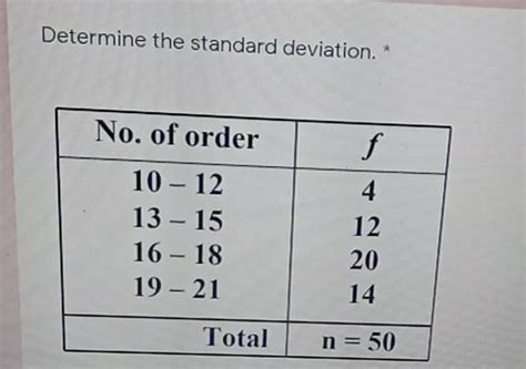 Solved Determine The Standard Deviation Algebra