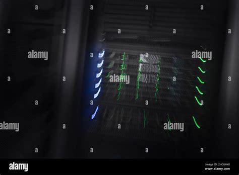 Server Room Or Data Center Supercomputer Technology Equipment Abstract Close Up Of A Server