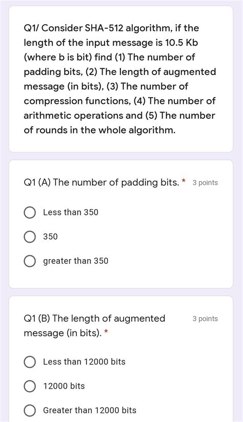 Solved Q1 Consider Sha 512 Algorithm If The Length Of The